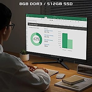 27 Inch All in One Desktop PC Intel Celeron N5095 Desktop Computer 8GB RAM 512GB ROM SSD Full HD IPS Display Computer with Dual WiFi Bluetooth 5.0 Keyboard and Mouse USB3.0