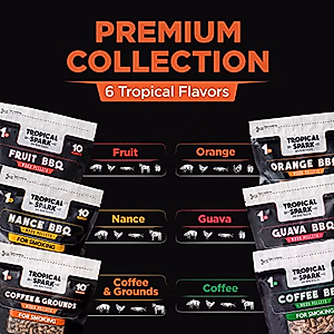 Tropical Spark - Wood Pellets, Aromatic Smoker Pellets, Wood Pellets for Smoker, Assorted Costa Rican BBQ Pellets, Grill Pellets for Smoking, Grilling, Baking, Roasting, & Braising, 6 Pack