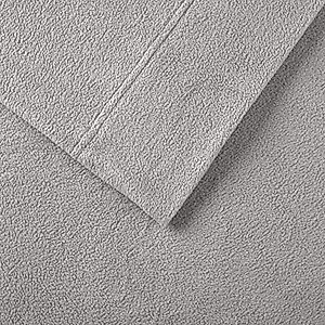 Sleep Philosophy True North Micro Fleece Bed Sheet Set, Warm, Sheets with 14" Deep Pocket, for Cold Season Cozy Sheet-Set, Matching Pillow Case, Cal King, Grey, 4 Piece