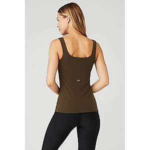 Alo Yoga Women's Ribbed Minimalist Tank, Espresso, X-Small