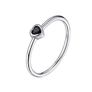 Silver Wedding Band for Woman Heart Cubic Zirconia Jewelry