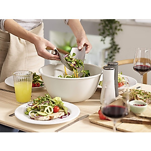 Joseph Joseph 20155 Uno Salad Bowl & Stainless-Steel Servers Set, 3-Pieces, Stone