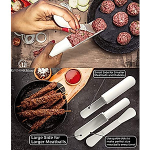 Kitchen RMore Double Burger Press + Kabob Maker + Meatball Shaper + 40 Patty Paper + Recipe EBook | Non-Stick Aluminum Hamburger Press Patty Maker for Perfect Meat Patties, Beyond Burger