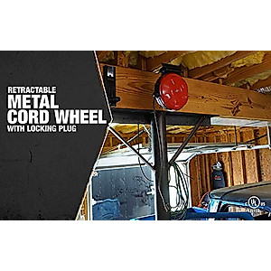 Woods 48004 14/3 SJTW Metal Extension Cord Reel with Locking Plug; Red; 30-Feet; Foot; Orange