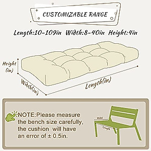 FINDEN Custom Bench Cushion, Patio Bench Cushion Indoor,Outdoor Cushions for Patio Furniture Chair Cushion Bench Pad,Bench Seat Cushion,Porch Swing Cushions Bay Window Sofa Garden Cushion