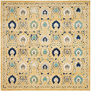 SAFAVIEH Evoke Collection 3' x 5' Gold / Ivory EVK251B Boho Non-Shedding Living Room Bedroom Accent Rug