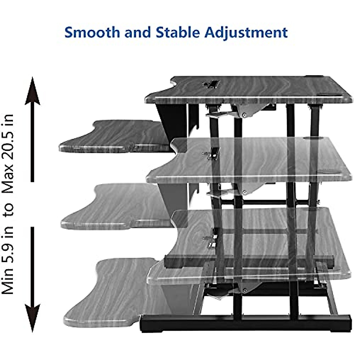 Legend Vansen Adjustable Height Standing Desk Converter Wide Laptop Riser or Dual Monitor Workstation, 32 Inch, Black