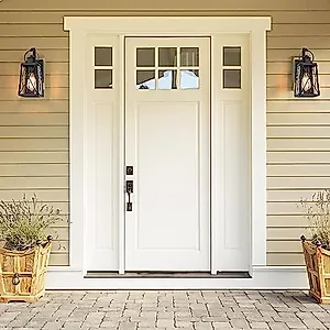 Outdoor Wall Lights 2 Pack, Exterior Wall Sconces Light Fixture with Seeded Glass, Waterproof and Anti-Rust Bronze Lanterns for Front Door, Entry, Porch, Patio, and Gazebo