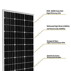 XINPUGUANG Solar Panel Kit 100 Watt 12 Volt PERC Monocrystalline 10A 12V/24V Charge Controller + Solar Extension Cables + Mounting Brackets Off Grid System for Homes RV Boat Cabin (100W Solar Kit)
