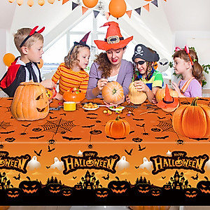 hapray 2 Pack Halloween Plastic Tablecloths for Rectangle Tables, Waterproof Disposable Party Table Cloths, Table Covers for Decorations, Tablecover 54" x 108"
