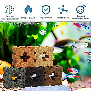SHIGATSU Aquarium Filter Media, Bio Media for Aquarium Filter, Ceramic Bio Media Blocks for Marine and Freshwater Aquariums, Fish Tank and Pond (15pcs)