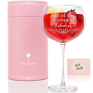 Birthday Gifts for Women, Not A Day Over Fabulous Wine Glass - Mothers Day Gifts for Mom Her Sister Best Friends Female Coworker Wife Aunt Teacher Girlfriend, Wine Gifts for Women