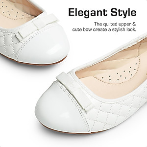 DREAM PAIRS Girls Dress Shoes Flower Girl Slip-on Cute Bow Ballet Flats for Wedding, Party,Size 2 Little Kid,White,SDFL224K