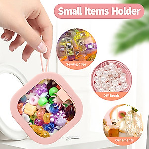 Inovat Hair Tie Organizer, 6 Pcs Small Portable Hair Tie Storage Holder Qtip Dispenser for Hair Tie Accessories, Small Items Holder Containers for Home Office Outdoor Travel Organizer, Pink&White