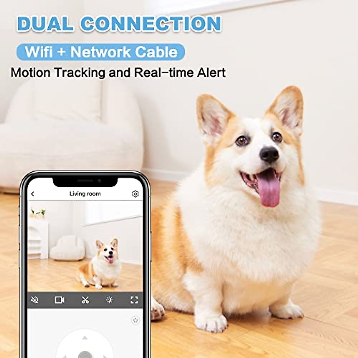 AIBUCOLL WiFi Monitor Indoor Home Security Camera- Smart Baby and Pet Monitor- Movement and Sound Detection- 1080P Camera Resolution-Night Vision Motion- Compatible with Apple and Android