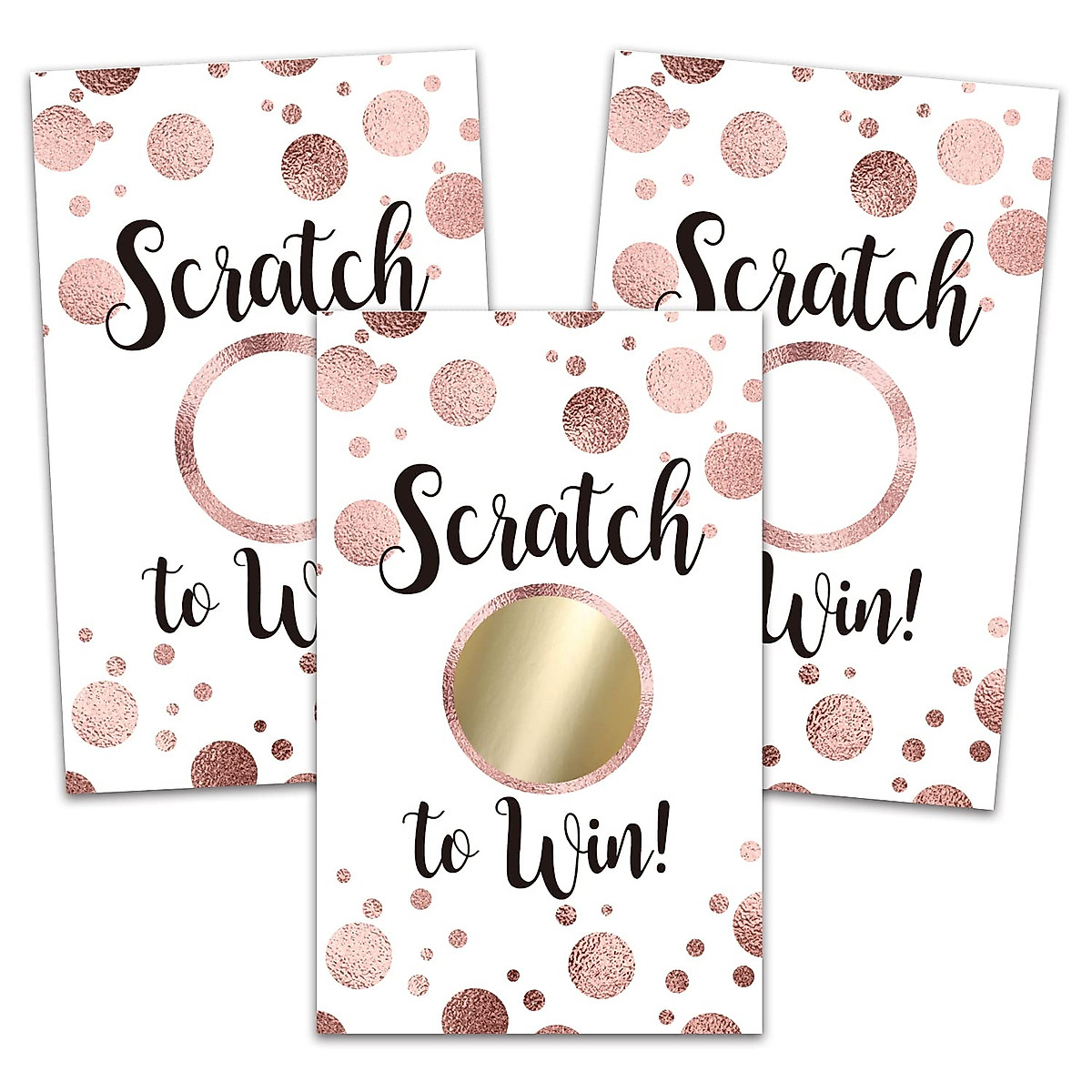 50 Blank Gift Certificate Scratch Off Cards, Clients or as Luxury Holiday Vouchers, DIY Coupon Cards for Birthday, Bridal Shower Activity, Raffle Ticket Drawing, Reveal to Win Event（Rose Gold ）