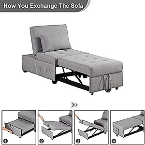 BINGTOO Sleeper Sofa Chair Bed 4 in 1 Convertible Chair Multi-Function Folding Ottoman Sleeper, Pull Out Sleeper Chair Bed- Modern Convertible Chair Bed Pull Out Sleeper Couch Bed for Living Room