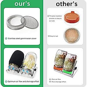VUAOHIY Sprouting Kit, 2 Wide Mouth Mason Jars, Sprouts Growing Kit Growing Jar with Mesh Screen Lids for Growing Broccoli, Mung Bean, Alfalfa