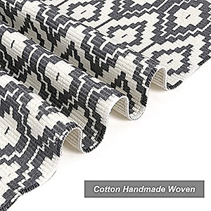 Uphome Indoor Outdoor Rug 3' x 5' Gray Farmhouse Patio Rug Hand Woven Moroccan Cotton Area Rug Modern Boho Geometric Machine Washable Carpet for Entryway Bedroom Living Room