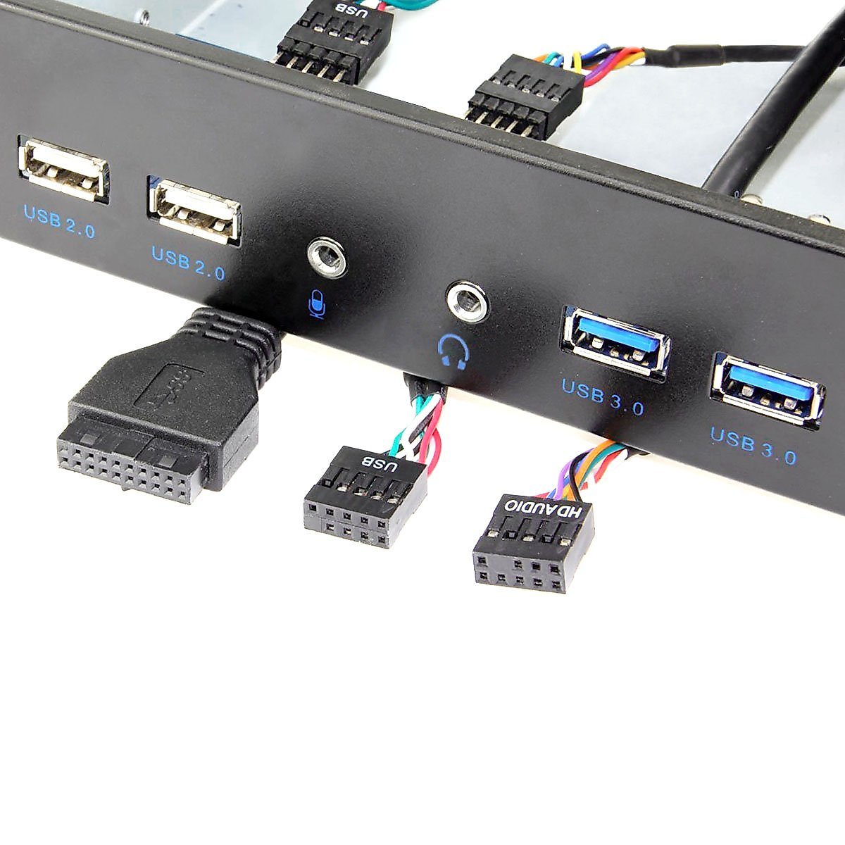 UCEC 5.25 Inch Front Panel USB Hub with 2-Port USB 3.0 & 2-Port USB 2.0 & HD Audio Output Port & Microphone Input Port for Desktop [ 20 Pin Connector & 2ft Adapter Cable]