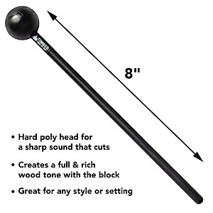 Timber Drum Co. 7" Wood Block with Mallet — Made in U.S.A. — Creates Loud and Resonant Tone from Handcrafted Solid American Hardwood, Includes Rubber Feet, Medium (T4-M)