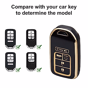 SUNCARACCL for Honda Key fob Cover with Leather Keychain, Soft TPU Full Cover Protection Key Fob Case for Honda Accord Civic CRV Pilot Odyssey Passport Smart Remote Key