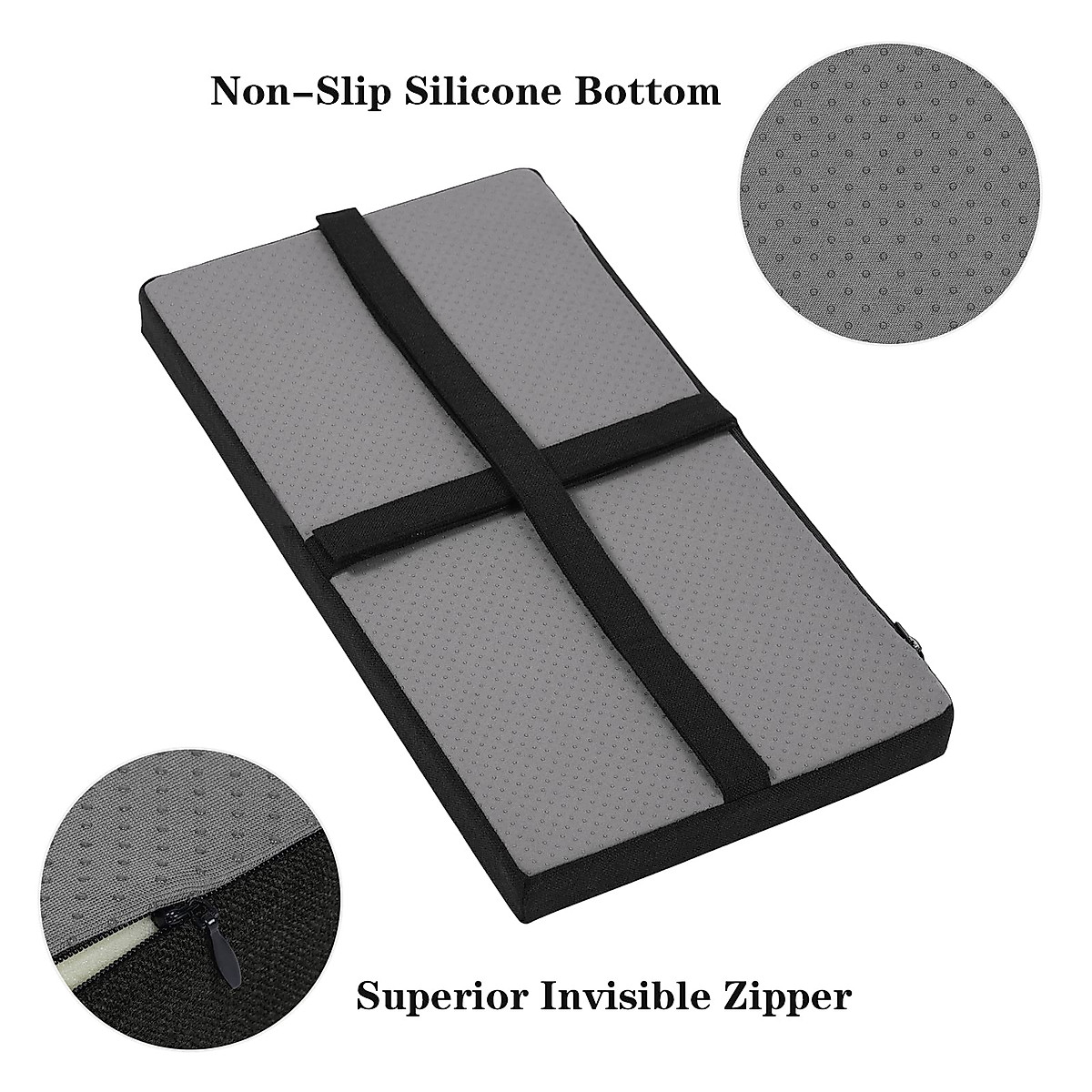 baibu Rectangle Bench Stool Cushion, Set of 4 Non-Slip Saddle Stool Seat Cushions Bar Stool Cushion with Machine Washable Cover - 4 Cushions Only (Black, 18x9.5x1.5in)