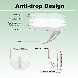 Generic Self Adhesive Towel Hook for Wall Hanging 33 LBS(Max) Waterproof No Damage Heavy Duty Sticky Hooks for Coat Robe Bathroom Kitchen Bedroom Glass Window Keys Hanger 4 PCS (Ivory White)