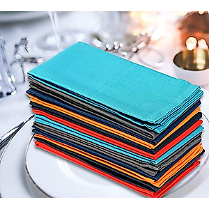 Ruvanti Cloth Napkins Set of 12, 18x18 Inches Napkins Cloth Washable, Soft, Durable, Absorbent, Cotton Blend. Table Dinner Napkins Cloth for Hotel, Lunch, Restaurant, Weddings, Parties - Multi Color