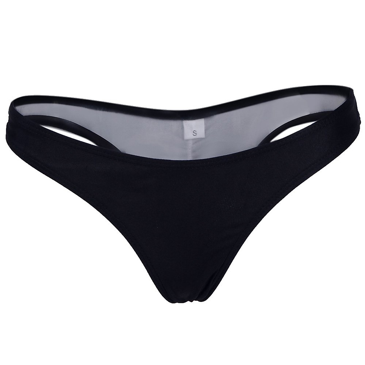 Women Sexy Lady Brazilian V-Style Ruched Ruffle Cheeky Bikini Bottom Thong Hot Summer Beachwear Black