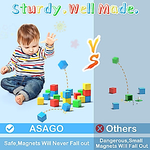 Asago Magnetic Blocks, 1.34 inch Large Magnetic Building Blocks, 3D Magnetic Cubes for Toddlers, Preschool Educational Construction Kit, Sensory Montessori Toys Kids Blocks for Boys Girls Toddlers