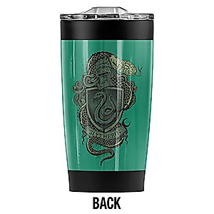 Logovision Harry Potter Slytherin Snake Crest Stainless Steel Tumbler 20 oz Coffee Travel Mug/Cup, Vacuum Insulated & Double Wall with Leakproof Sliding Lid | Great for Hot Drinks and Cold Beverages