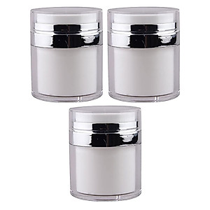 Uonlytech 3pcs Press Cream Jar Refillable Travel Jars Lotion Pump Bottle Airless Pump Jars Lotion Cosmetics Bottle Sunscreen Face Lotion Airless Sub Cream Jars Pp Empty Lotion