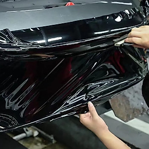 Lypumso High Gloss Black Car Vinyl Wrap Roll 1ft x 10ft Featuring Bubble Free Air-Release Technology Self Adhesive Car Wrap Film Automotive Vinyl Tape Roll for Vehicle Moto Furniture DIY Interior