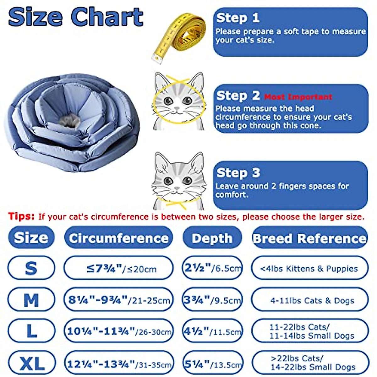 Crazy Felix Cat Cone, Cat Cone Collar to Stop Licking and Scratching, Soft Cone for Cats Alternative After Surgery, Comfortable Cat Recovery Cone with Drawstring for Cats Kitten and Puppy