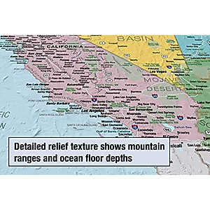 Laminated United States Voyager Map Poster | Bright Style Map | Includes The Most Legible Location Labels | 36” x 24” | Shipped Rolled in a Tube, Not Folded | Great for The Home or Classroom