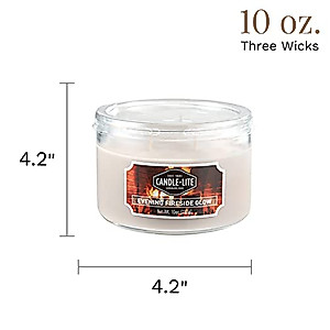 Candle-lite Scented Candles, Evening Fireside Glow Fragrance, One 10 oz. Three Wick Aromatherapy Candle with 20-40 Hours of Burn Time, Grey Color