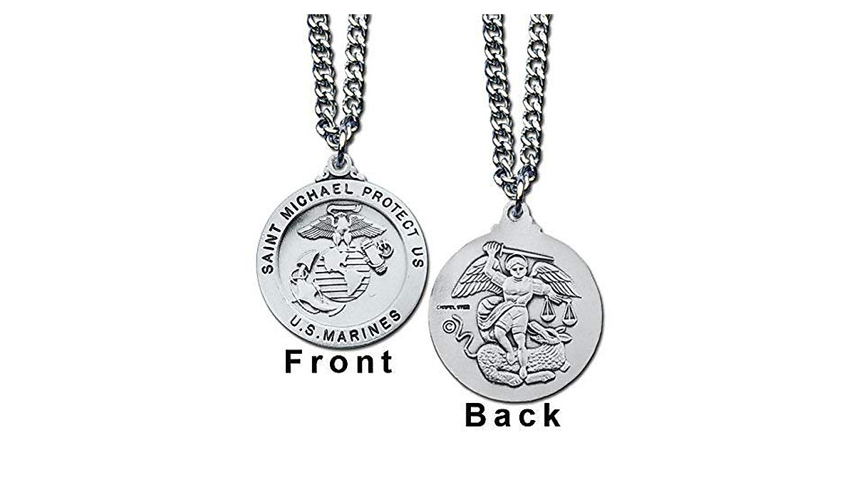 St Michael US Marines Service Pendant Necklace
