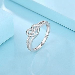 JO WISDOM Infinity Heart Statement Rings for Women 925 Sterling Silver Size 8