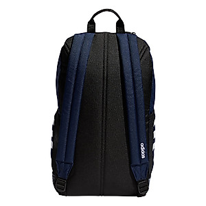 adidas Unisex Classic 3-Stripe Durable Backpack Student Athletic Sport Laptop Book Bag, Collegiate Navy/Jersey Onix Grey/White/4.0, One Size