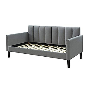 LuXeo Bristol Twin Size Upholstered Panel Daybed in Gray Fabric