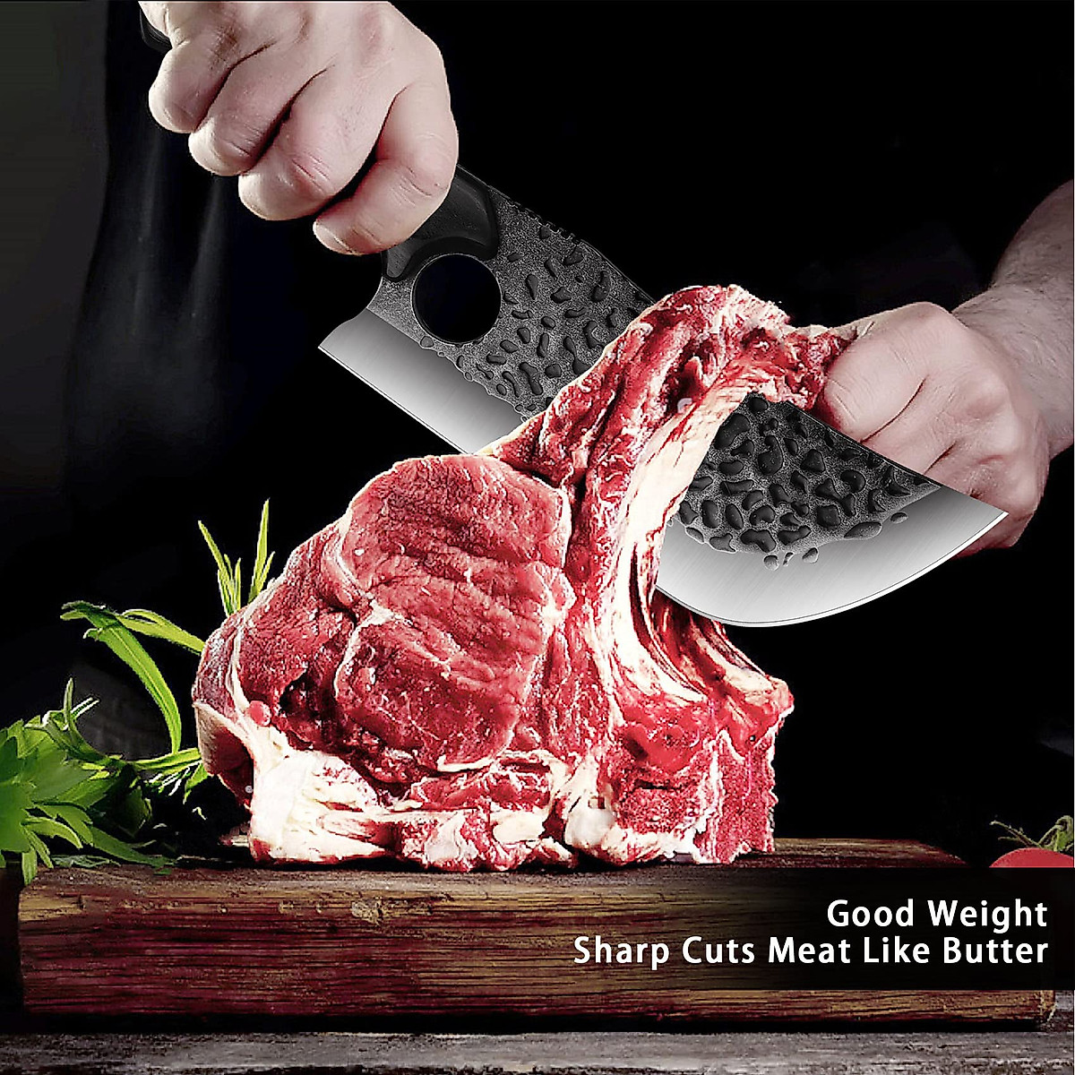 Meat Cleaver, Huusk Japan Kitchen Chopping Knives High Carbon Steel Boning Knife Heavy Duty Butcher Grilling Knife with Sheath Gift Box for Meat Bone Vegetable Outdoor BBQ Camping