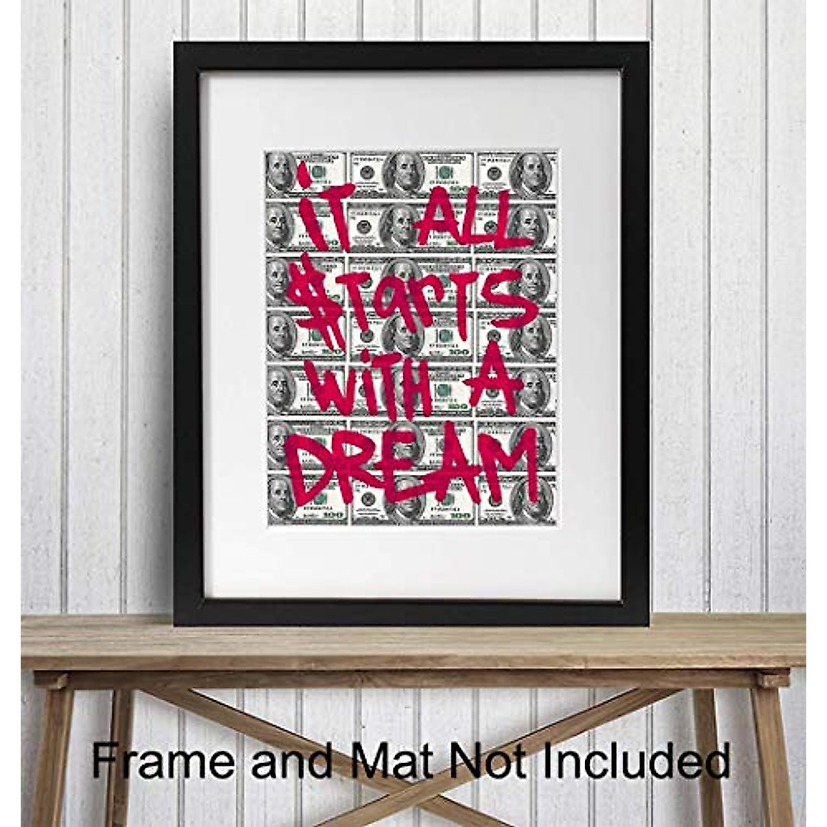 Office Wall Art, Home Decor - Motivational 8x10 Poster Print in Graffiti, Street Art, Mural Style - Unique Room Decorations and Gift for Entrepreneur - Unframed Photo