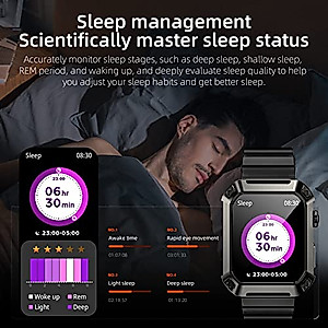 LOKMAT Military Smart Watches for Men - 5ATM/IP68K Waterproof, Blood Oxygen, Heart Rate, Sleep Monitor, Fitness Tracker Rugged Smart Watch for Compatible with Android and iOS Phones