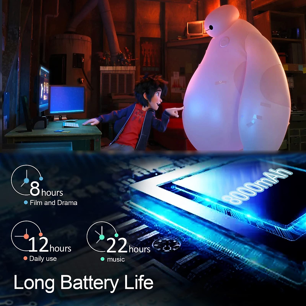 YOBANSE Kids Tablet, 10 inch Tablet for Kids Android 12 Tablet 3GB 64GB Toddler Tablet with 8000mAh Battery, WiFi, Bluetooth, Dual Camera, Parental Control(Blue)