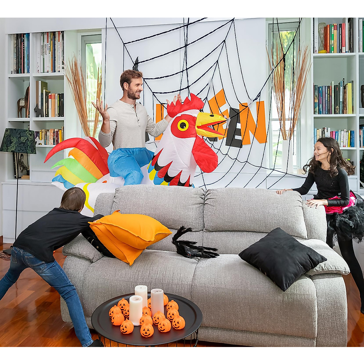 M MH ZONE Inflatable Chicken Costumes for Adult Funny Halloween Costumes Cock Rooster Costume Adult Size Cosplay Costume Suit