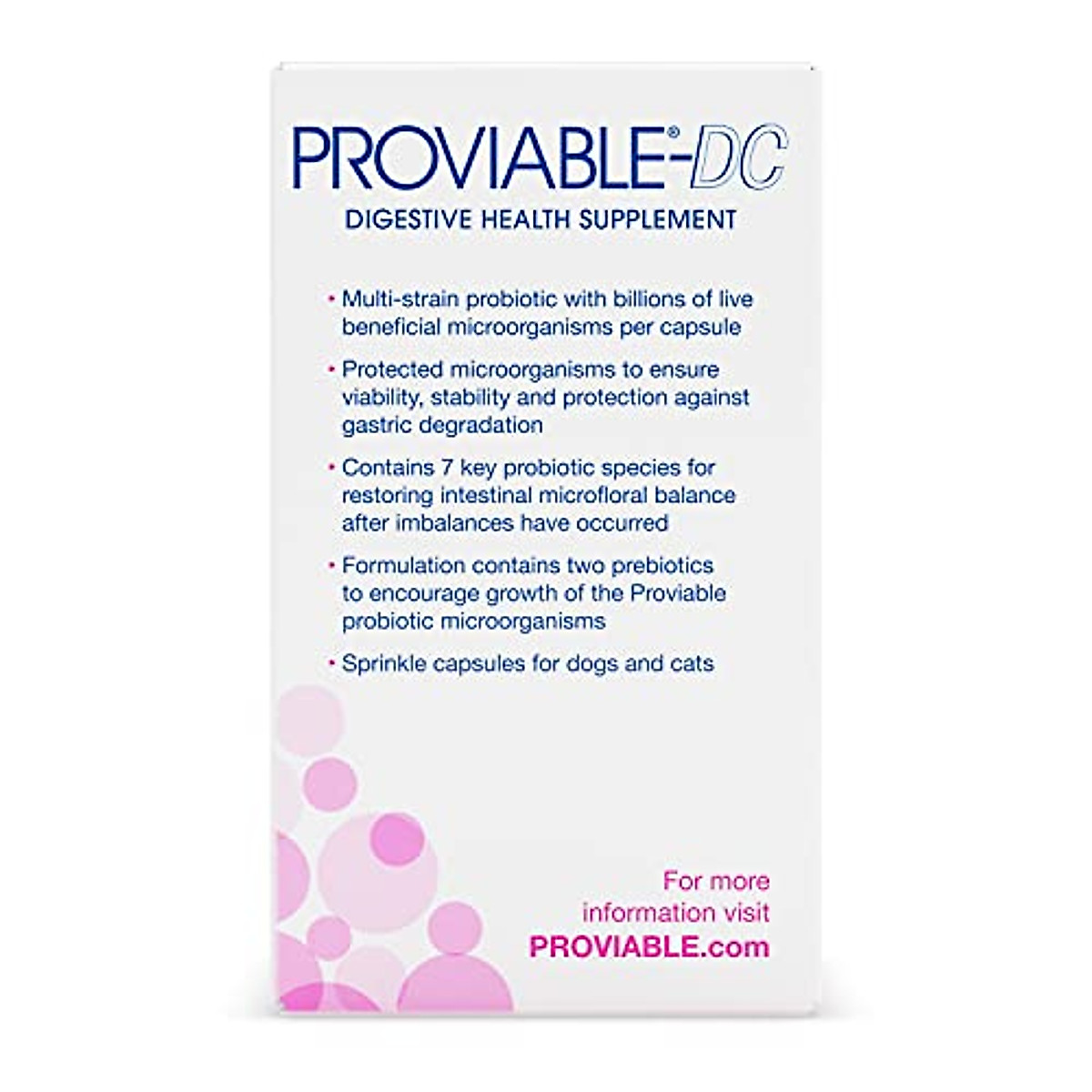 Nutramax Proviable Digestive Health Supplement Multi-Strain Probiotics and Prebiotics for Cats and Dogs - with 7 Strains of Bacteria, 80 Capsules