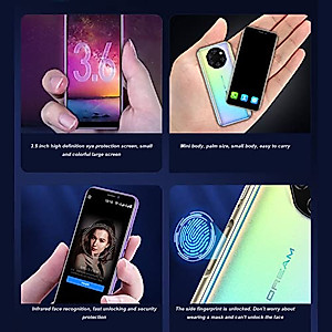 Yunseity Mini Unlocked Smartphone, Soyes S10I Facial Fingerprint Unlock Cellphone, Front 8MP Rear 13MP, Supports Dual Sim Cards, Lasting Battery, for Students Elderly (Black)