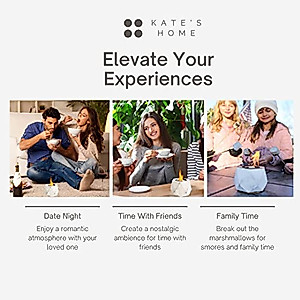 Kate's Home Portable Tabletop Fire Pit | Concrete Bowl Fireplace for Outside and Inside Rubbing Alcohol Mini Solo Bonfire Burning Pot Personal Smores Maker Stone Decor Patio, Balcony (fb101)