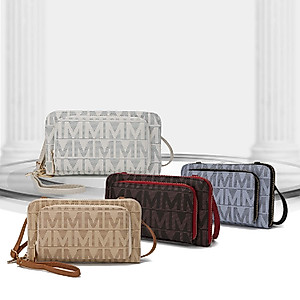 Mia K Collection Crossbody Wallet Handbag for Women, Multi Pockets Wristlet Bag PU Leather Clutch Purse Red